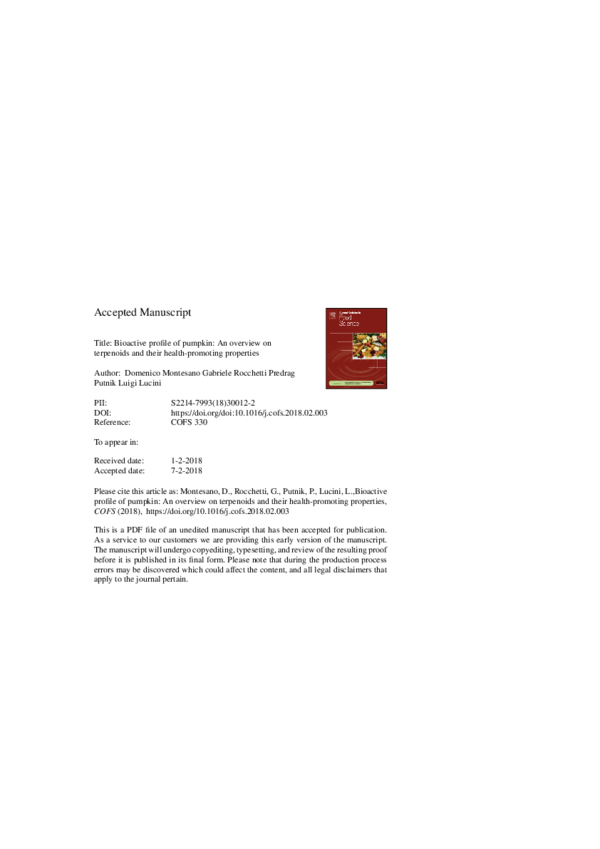 (PDF) Bioactive profile of pumpkin: an overview on terpenoids and their ...