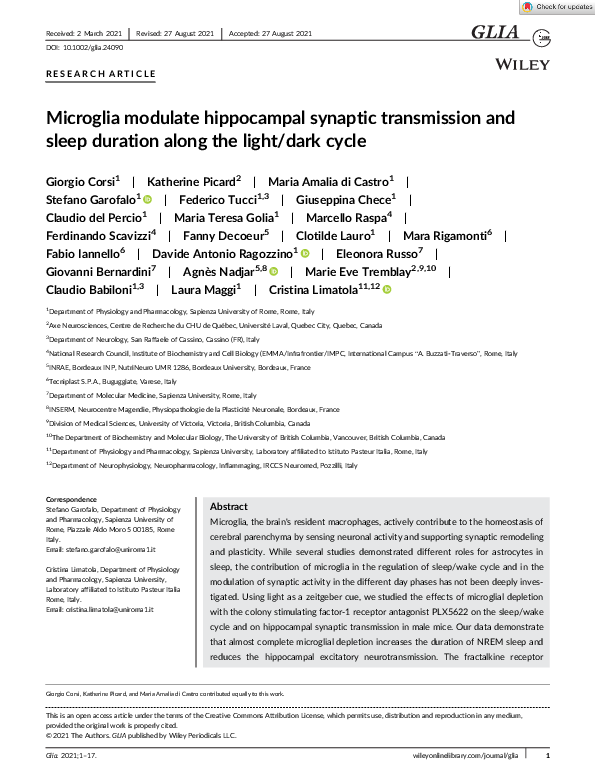 (PDF) Microglia modulate hippocampal synaptic transmission and sleep ...