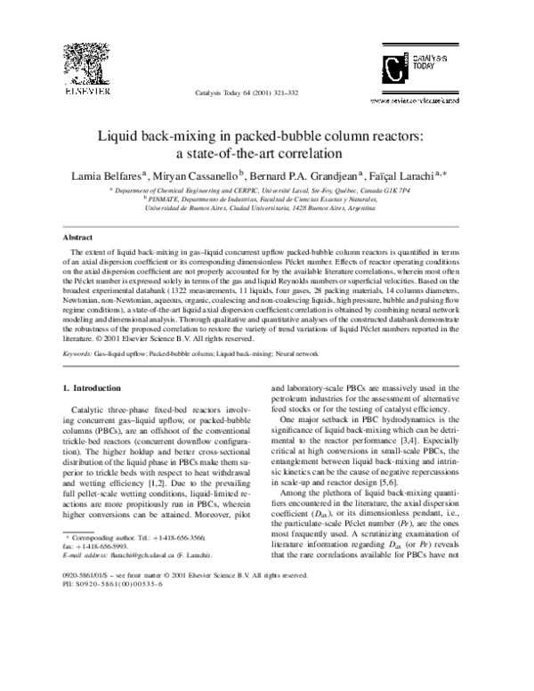 (PDF) Liquid back-mixing in packed-bubble column reactors: a state-of-the-art correlation