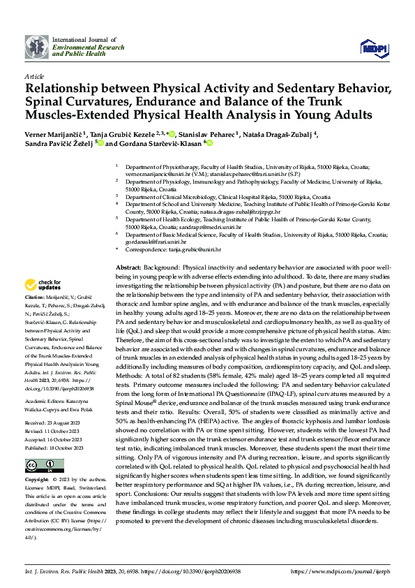 (PDF) Relationship between Physical Activity and Sedentary Behavior, Spinal Curvatures ...