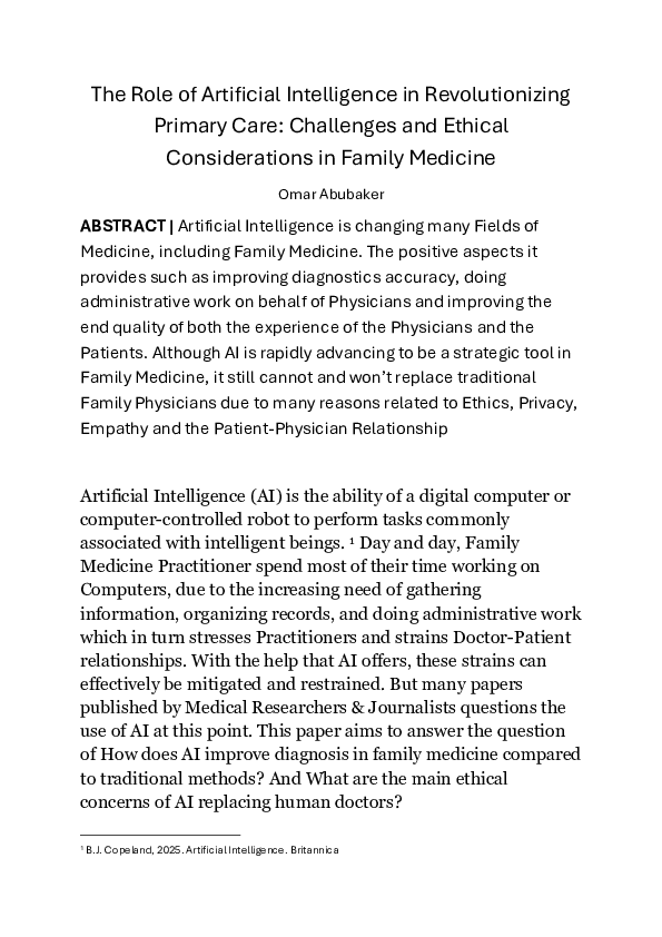 (PDF) The Role of Artificial Intelligence in Revolutionizing Primary Care: Challenges and ...