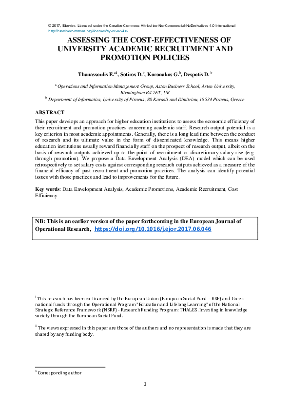 (PDF) Assessing the cost-effectiveness of university academic ...