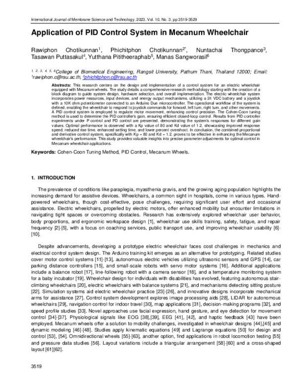 (PDF) Application of PID Control System in Mecanum Wheelchair