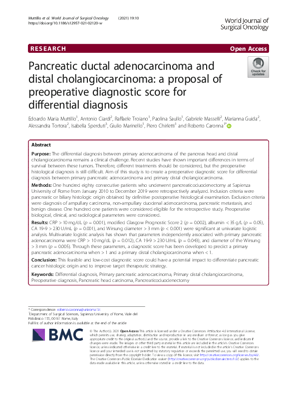 (PDF) Pancreatic ductal adenocarcinoma and distal cholangiocarcinoma: a ...