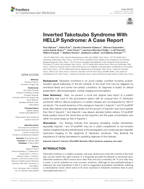(PDF) Inverted Takotsubo Syndrome With HELLP Syndrome: A Case Report