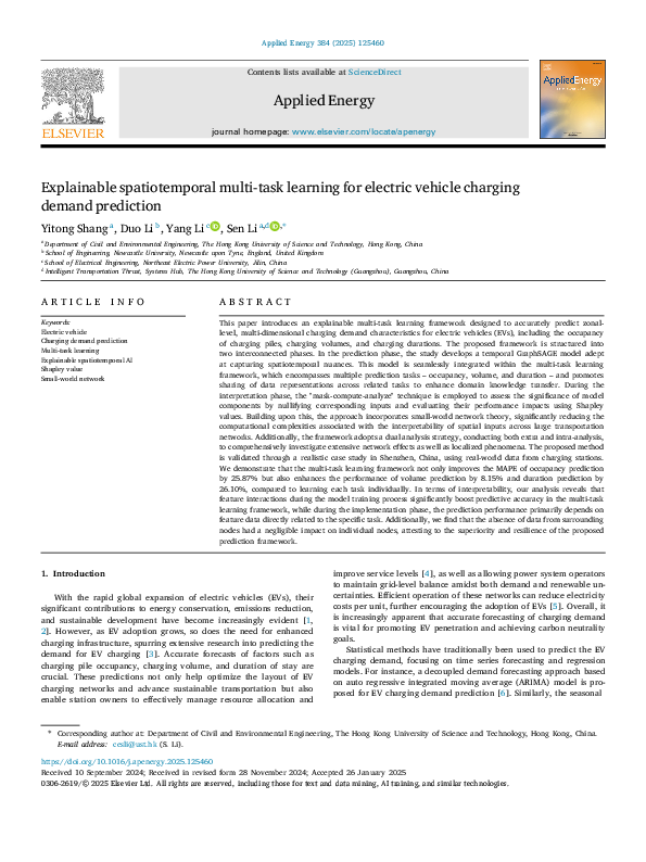 Pdf Explainable Spatiotemporal Multi Task Learning For Electric Vehicle Charging Demand Prediction