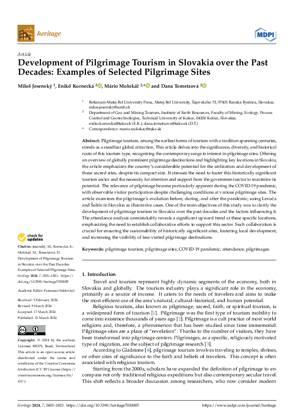 (PDF) Development of Pilgrimage Tourism in Slovakia over the Past ...
