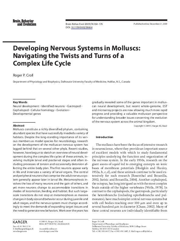 (PDF) Developing Nervous Systems in Molluscs: Navigating the Twists and ...