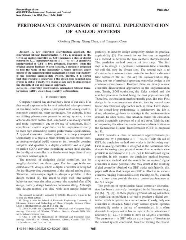(PDF) Performance comparison of digital implementation of analog systems