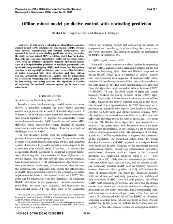 (PDF) Offline robust model predictive control with rewinding prediction
