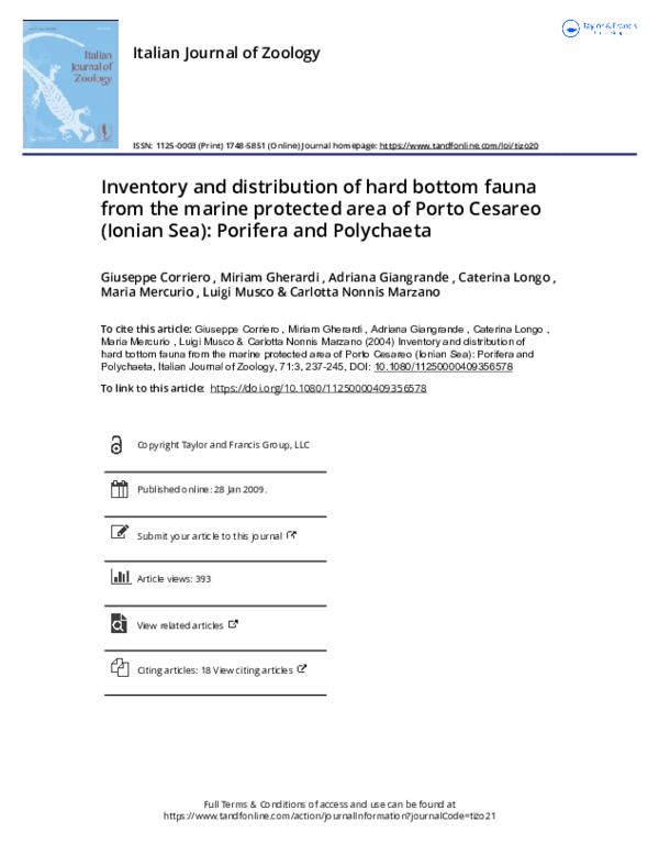 (PDF) Inventory and distribution of hard bottom fauna from the marine ...