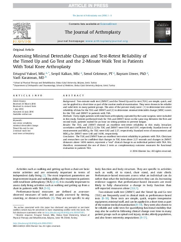 (PDF) Assessing Minimal Detectable Changes and Test-Retest Reliability ...