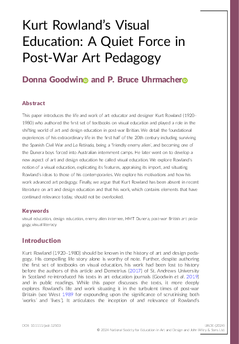 (PDF) Kurt Rowland's Visual Education: A Quiet Force in Post-War Art ...