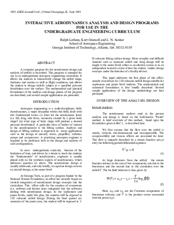 (PDF) Interactive Aerodynamics Analysis and Design Programs for Use in ...