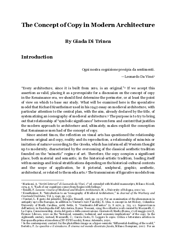 (PDF) The Concept of Copy in Modern Architecture
