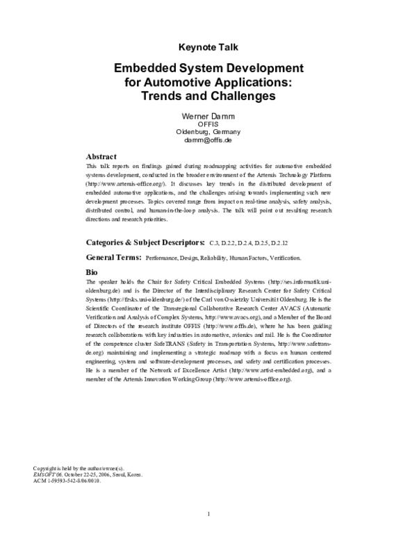 (PDF) Embedded system development for automotive applications