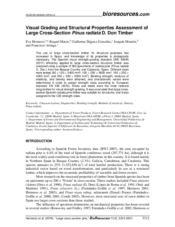 (PDF) Visual Grading and Structural Properties Assessment of Large ...