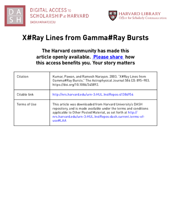 (PDF) X‐Ray Lines from Gamma‐Ray Bursts