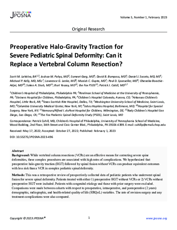 (PDF) Preoperative Halo-Gravity Traction for Severe Pediatric Spinal ...