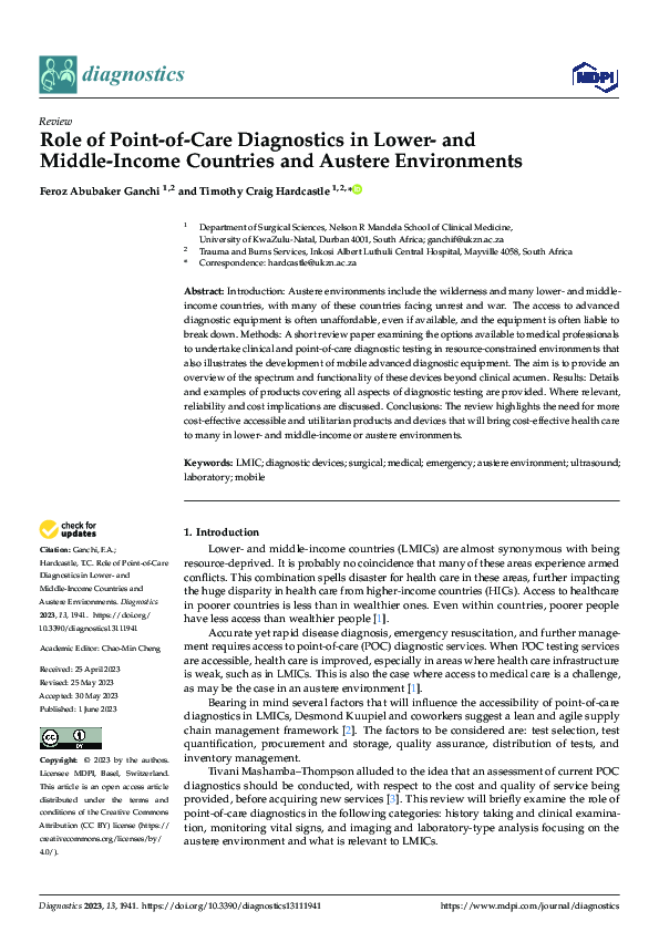 (PDF) Role of point of care diagnostics in Lower-and Middle-income ...