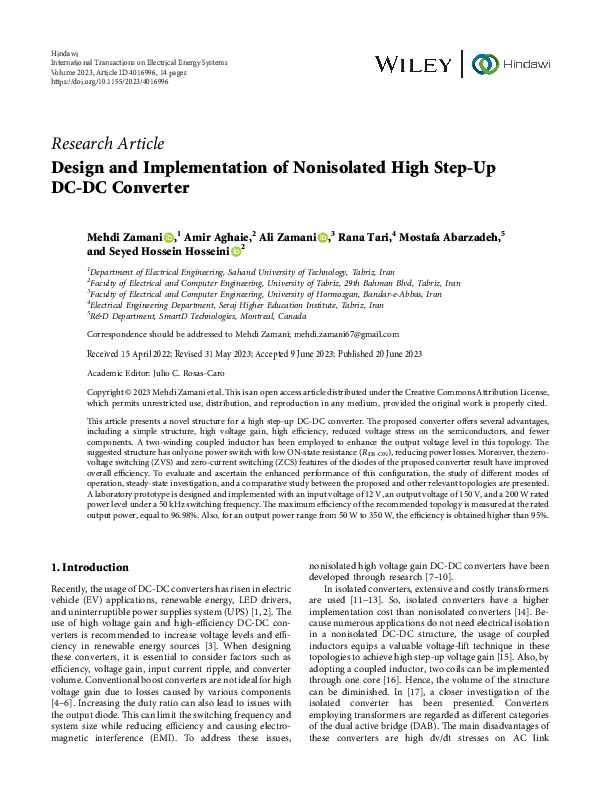 (PDF) Design and Implementation of Nonisolated High Step-Up DC-DC Converter