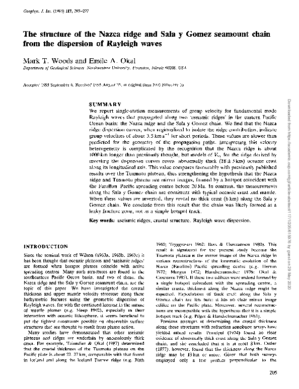 (PDF) The Structure of the Nazca Ridge and Sala Y Gomez Seamount Chain ...