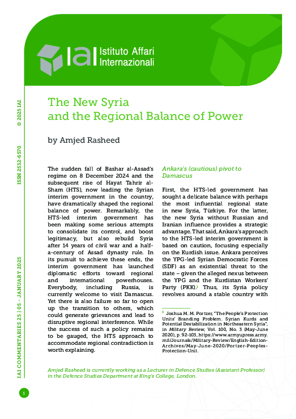 (PDF) The New Syria and the Regional Balance of Power