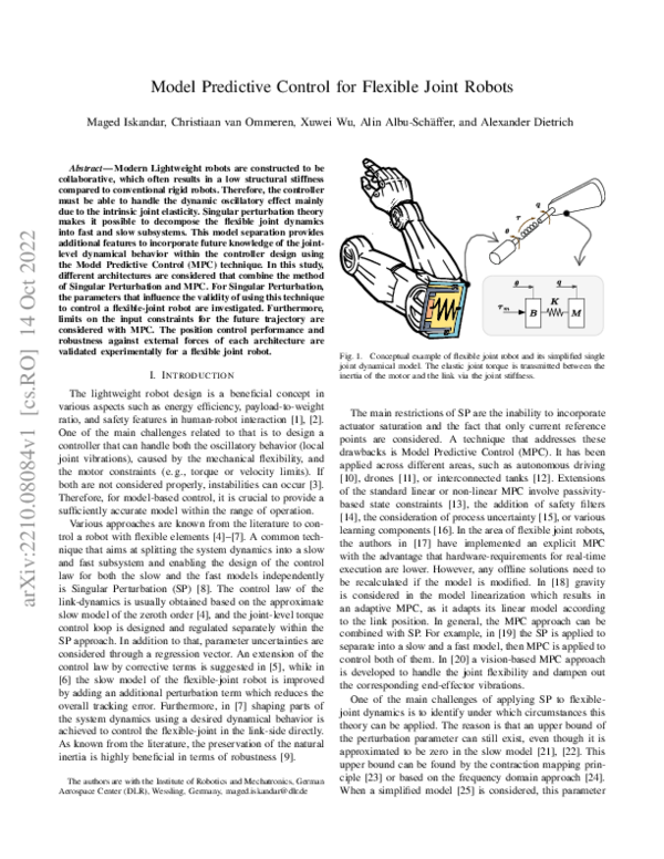 (PDF) Model Predictive Control for Flexible Joint Robots