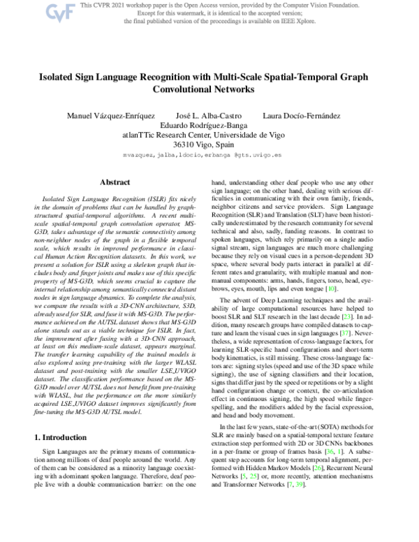 (PDF) Isolated Sign Language Recognition with Multi-Scale Spatial ...