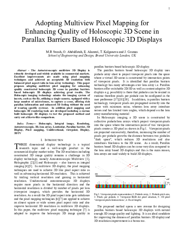 (PDF) Adopting multiview pixel mapping for enhancing quality of holoscopic 3D scene in parallax ...