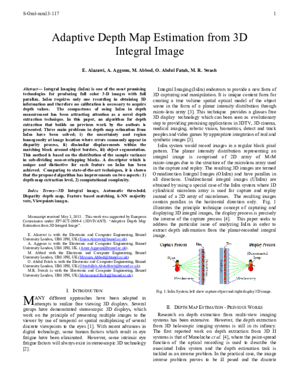 (PDF) Adaptive depth map estimation from 3D integral image