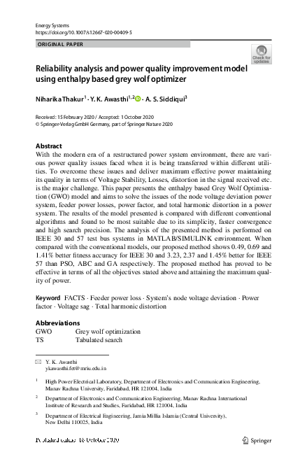 (PDF) Reliability analysis and power quality improvement model using enthalpy based grey wolf ...