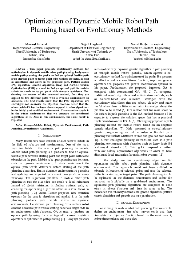 (PDF) Optimization of dynamic mobile robot path planning based on evolutionary methods