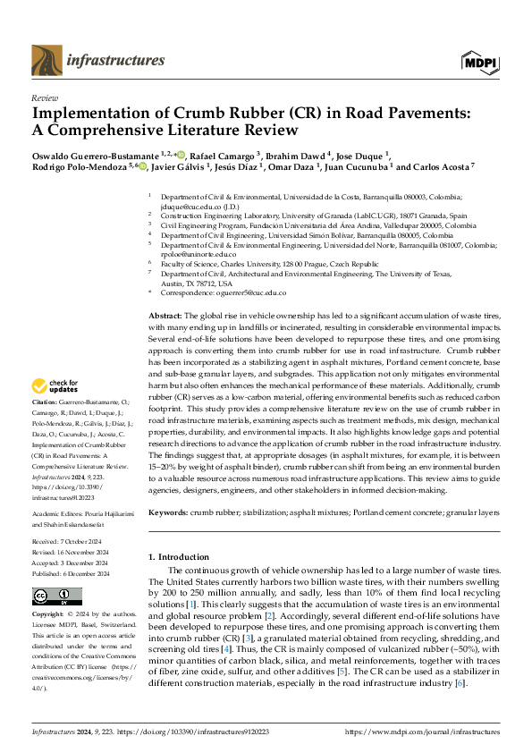 (PDF) Implementation of Crumb Rubber (CR) in Road Pavements: A Comprehensive Literature Review
