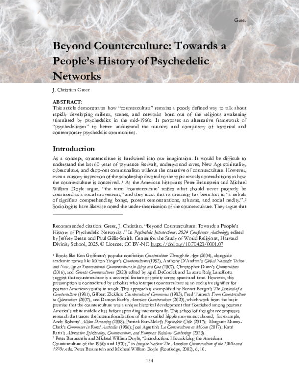 (PDF) Beyond Counterculture: Towards a People's History of Psychedelic ...