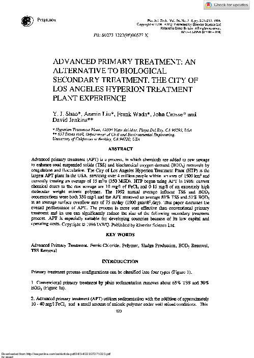 (PDF) Advanced primary treatment: An alternative to biological ...