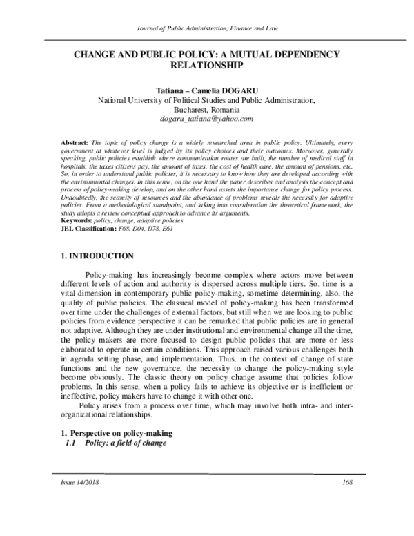 (PDF) Change and Public Policy: A Mutual Dependency Relationship