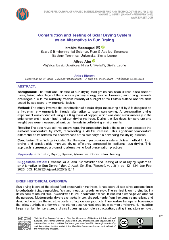 (PDF) Construction and Testing of Solar Drying System as an Alternative ...