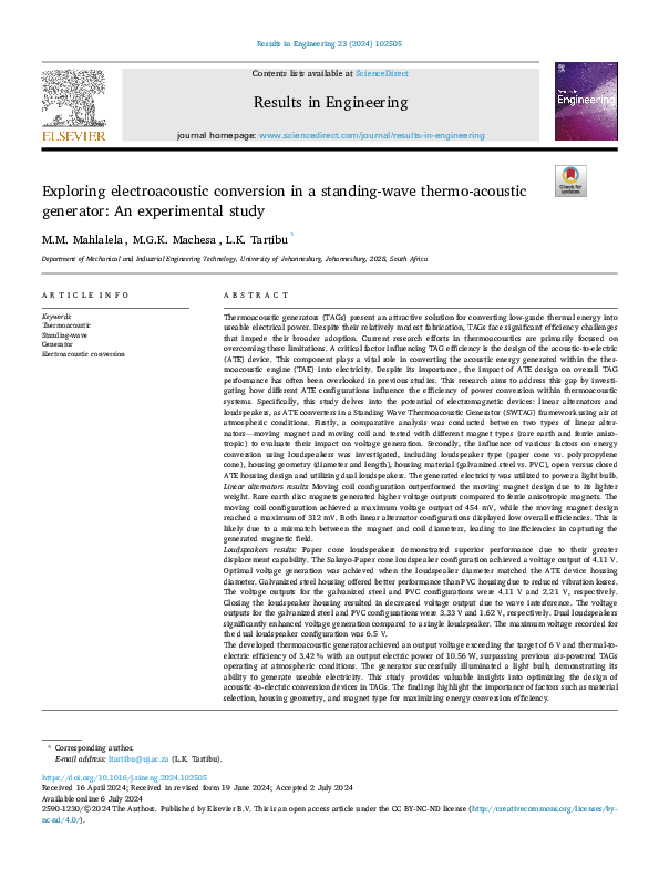 (PDF) Exploring electroacoustic conversion in a standing-wave thermo ...