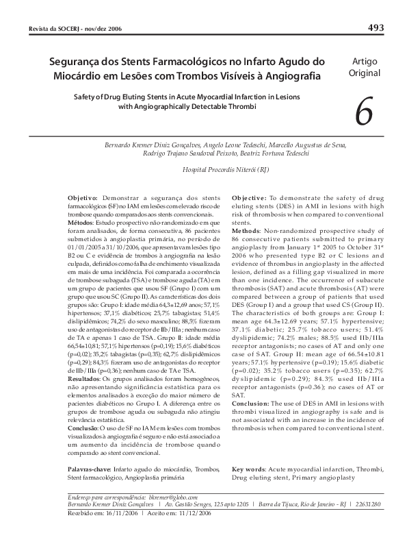 (PDF) Segurança dos stents farmacológicos no infarto agudo do miocárdio ...