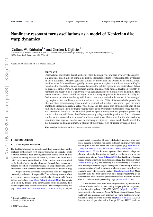 (PDF) Non-linear resonant torus oscillations as a model of Keplerian ...
