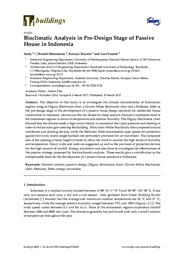 (PDF) Bioclimatic Analysis in Pre‐Design Stage of Passive House in ...