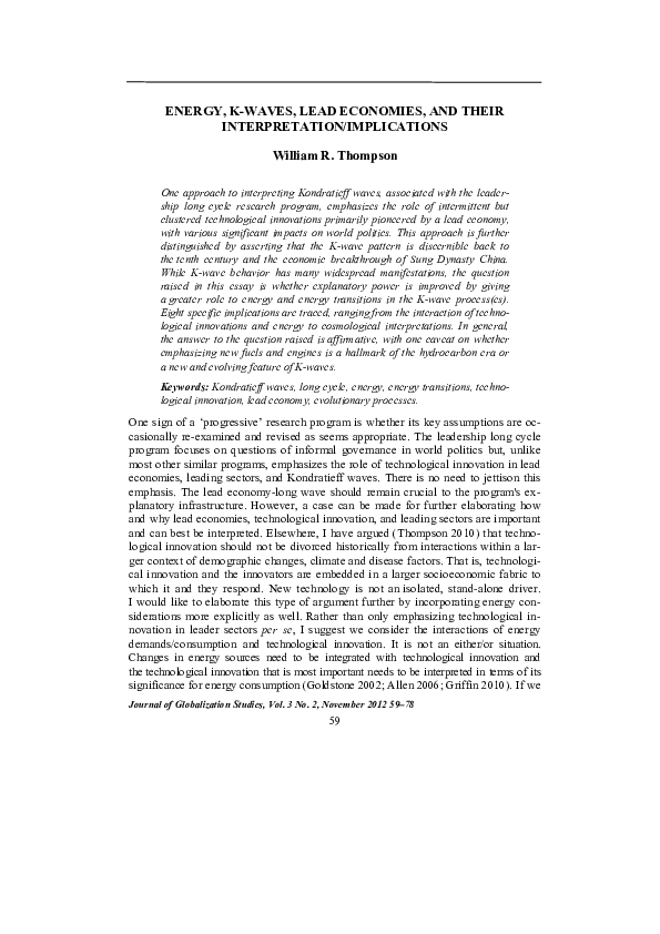 (PDF) Energy, K-waves, lead economies, and their interpretation ...