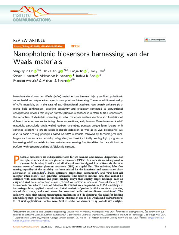 (PDF) Nanophotonic biosensors harnessing van der Waals materials
