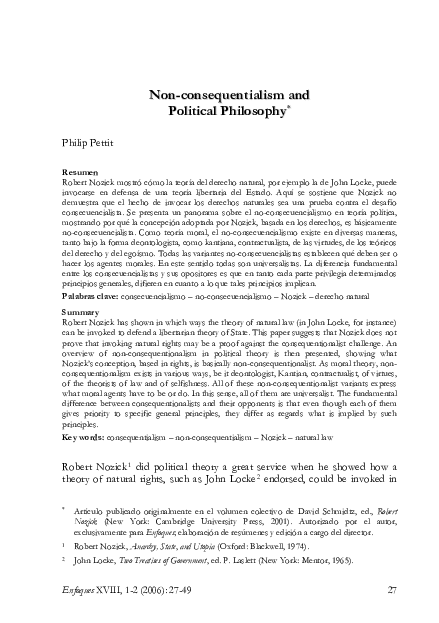 (PDF) Non-consequentialism and political philosophy