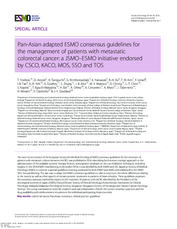 (PDF) Pan-Asian adapted ESMO consensus guidelines for the management of patients with metastatic ...