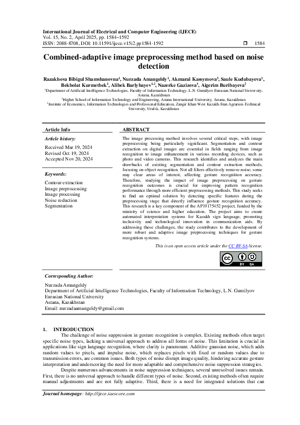 (PDF) Combined-adaptive image preprocessing method based on noise detection