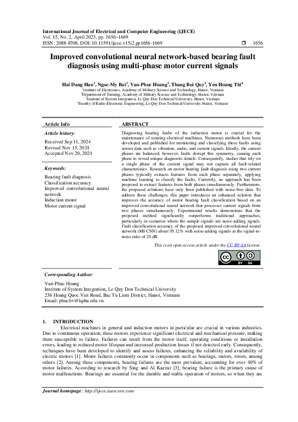 (PDF) Improved convolutional neural network-based bearing fault diagnosis using multi-phase ...