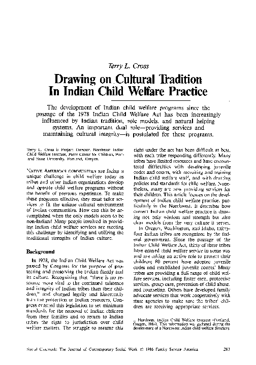 (PDF) Drawing on Cultural Tradition in Indian Child Welfare Practice
