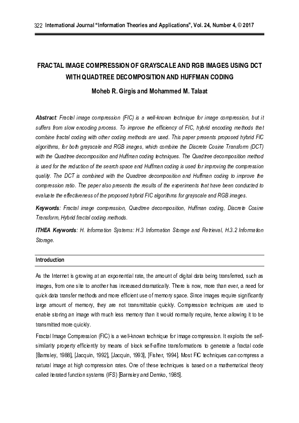 Pdf Fractal Image Compression Of Grayscale And Rgb Images Using Dct With Quadtree